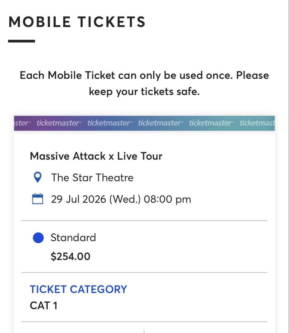 Massive Attack x Live Tour 2026 Singapore Ticket, Tickets & Vouchers ...