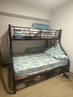 Metal Bunk Bed Frame - Black, Furniture & Home Living, Furniture, Bed ...
