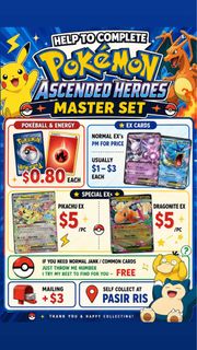 Pokemon Cards TCG Ascended Heroes EXs / Reverse Holo/Ball Master Set ...