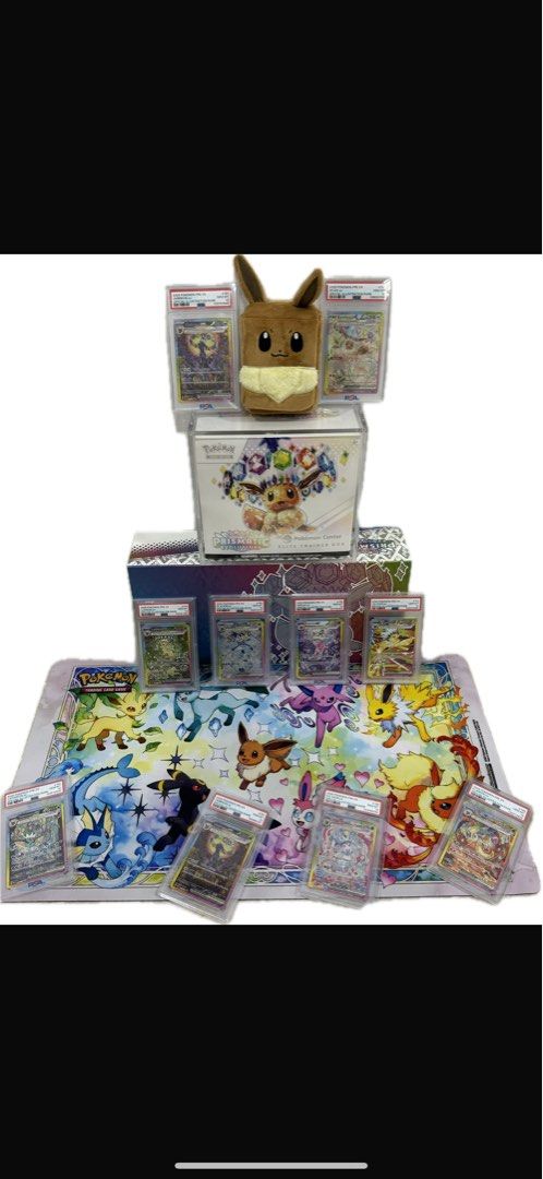 Pokemon Eevee Evolutions Elite Trainer Box, Playmat, and Graded Cards ...