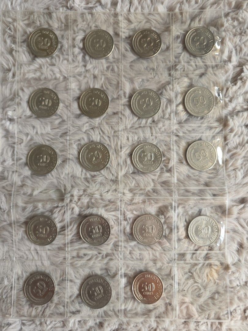 1967 --1985 Singapore First Series 50 Cent Lionfish coins ( Full set ...