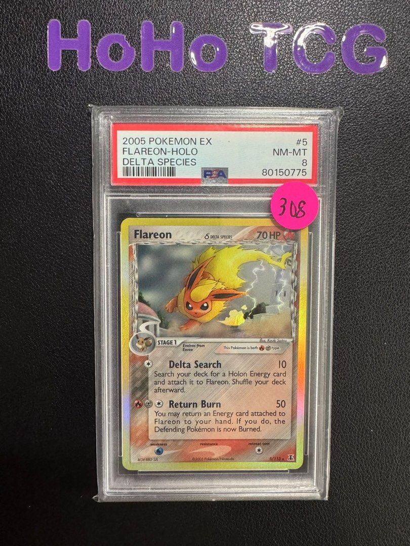 2005 Pokemon EX Flareon-Holo Delta Species PSA 8, Hobbies & Toys, Toys ...