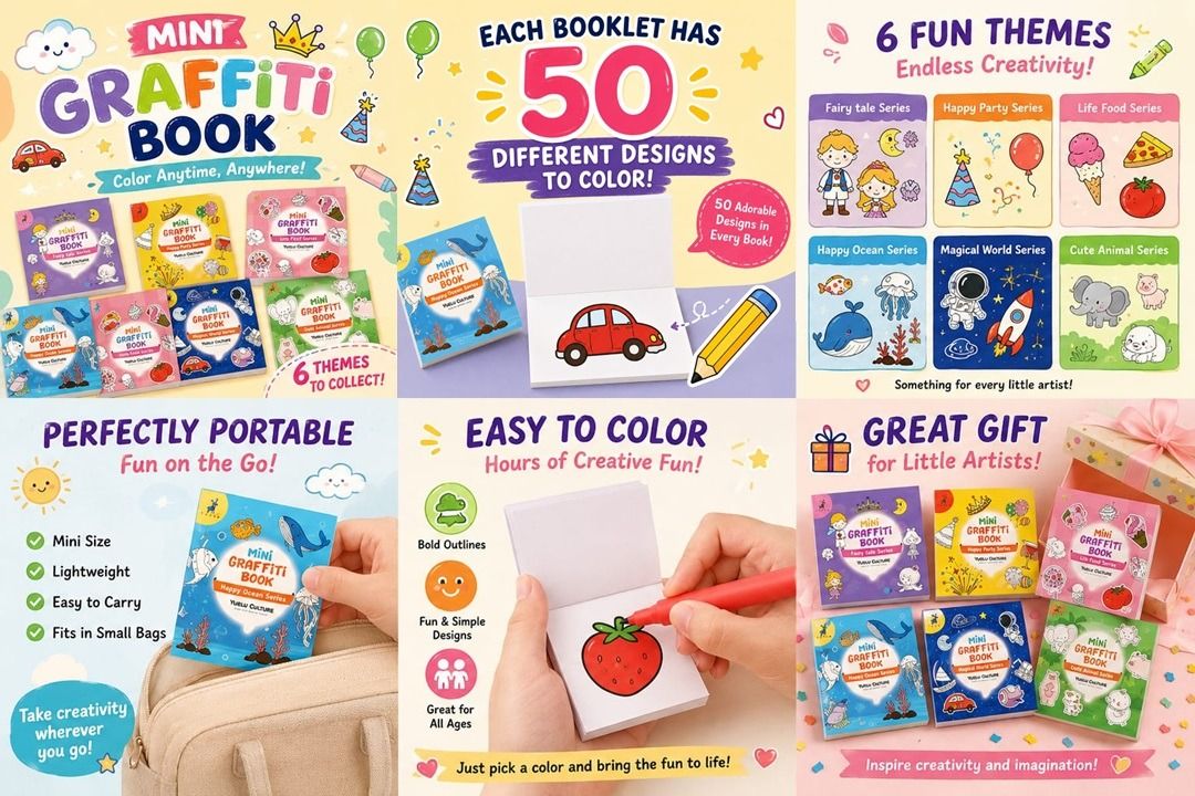 50 PAGES Mini Graffiti Coloring Book for Kids | 50 Different Designs ...