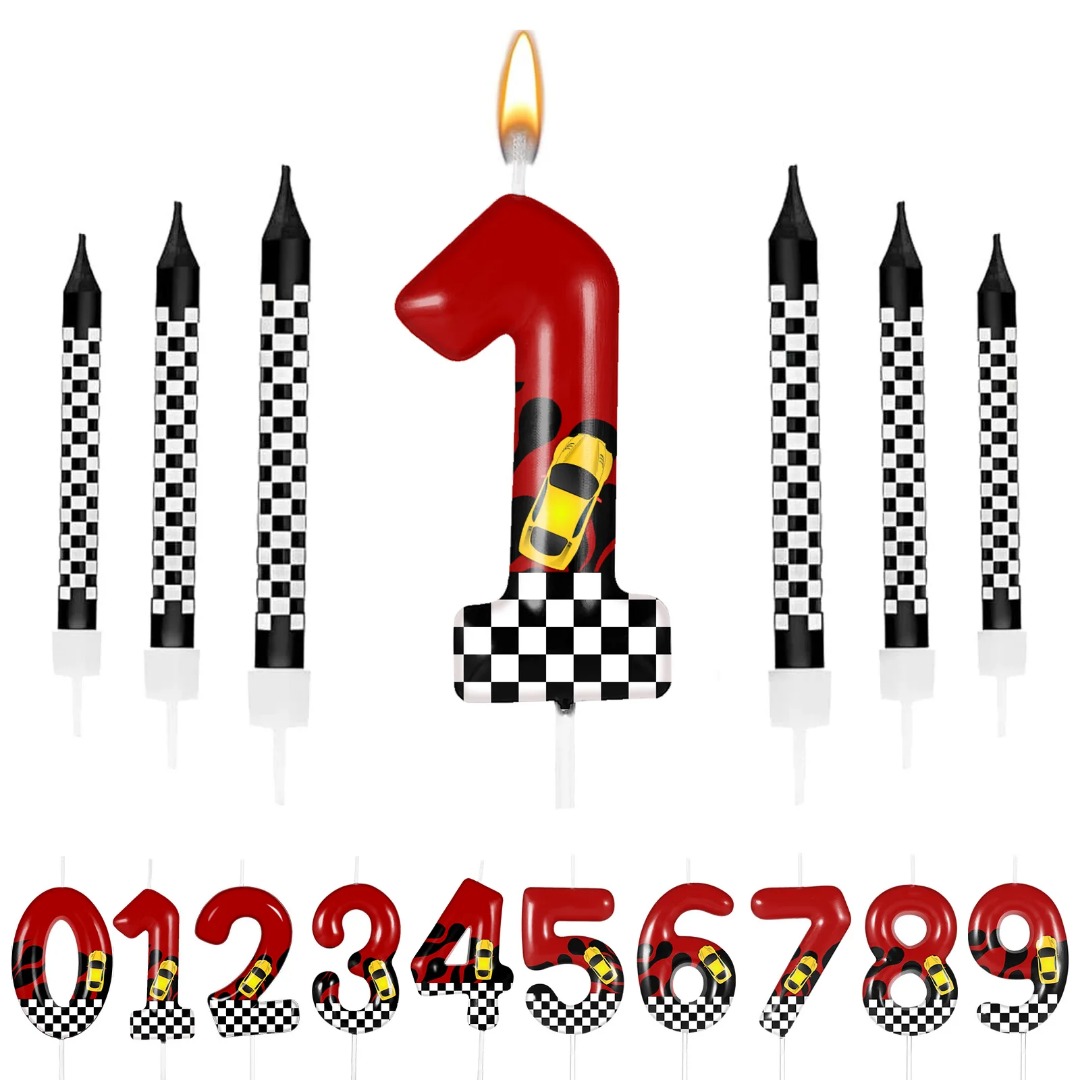 7pcs red Racing Cars Themed Birthday for CakeCandles, Number0 1 2 3 4 5 ...