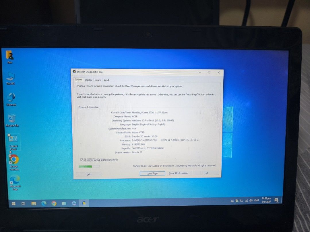 Acer Aspire 4738 Laptop - Intel Core i3, 8GB RAM, Windows 10, Computers ...