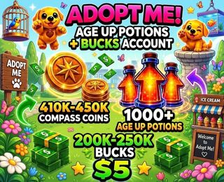 adopt me compass coins, bucks and age potion accounts, Video Gaming ...