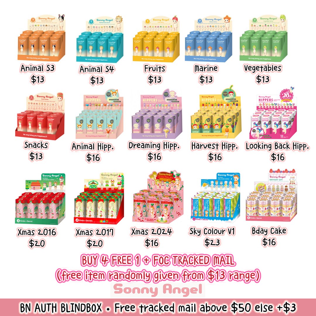 AUTH SEALED Sonny Angel Blind Box Figures - ANIMAL 3 4 fruits vegetable ...