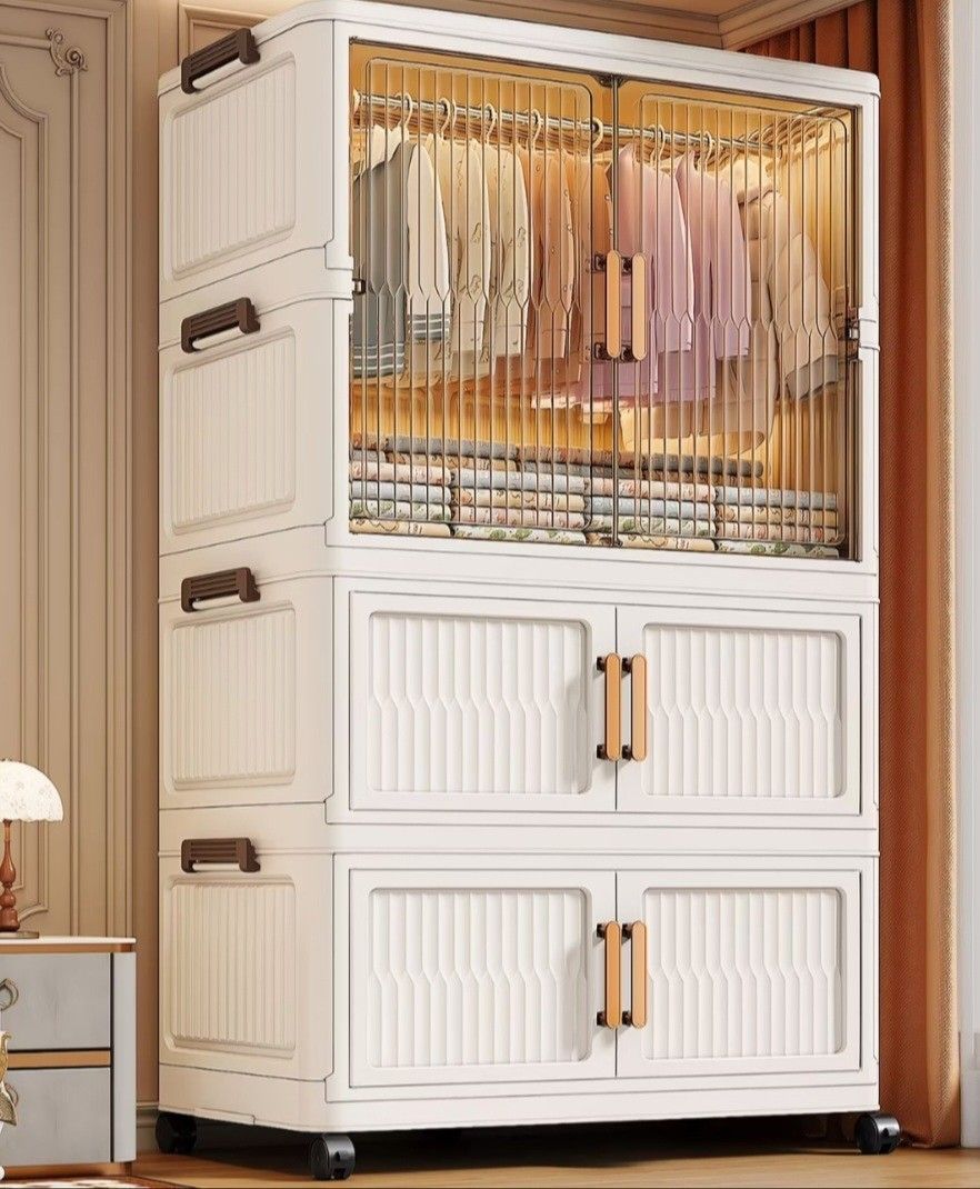 Kids Wardrobe / Toy Storage Cabinet – Cream White, Furniture & Home ...