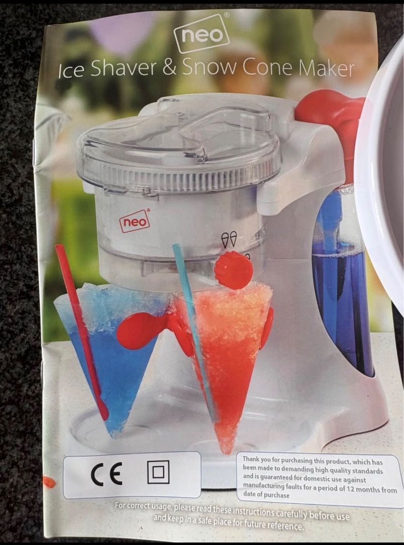 Neo Ice Shaver & Snow Cone Maker with Cones & Straws, 家庭電器, 其他家庭電器 ...