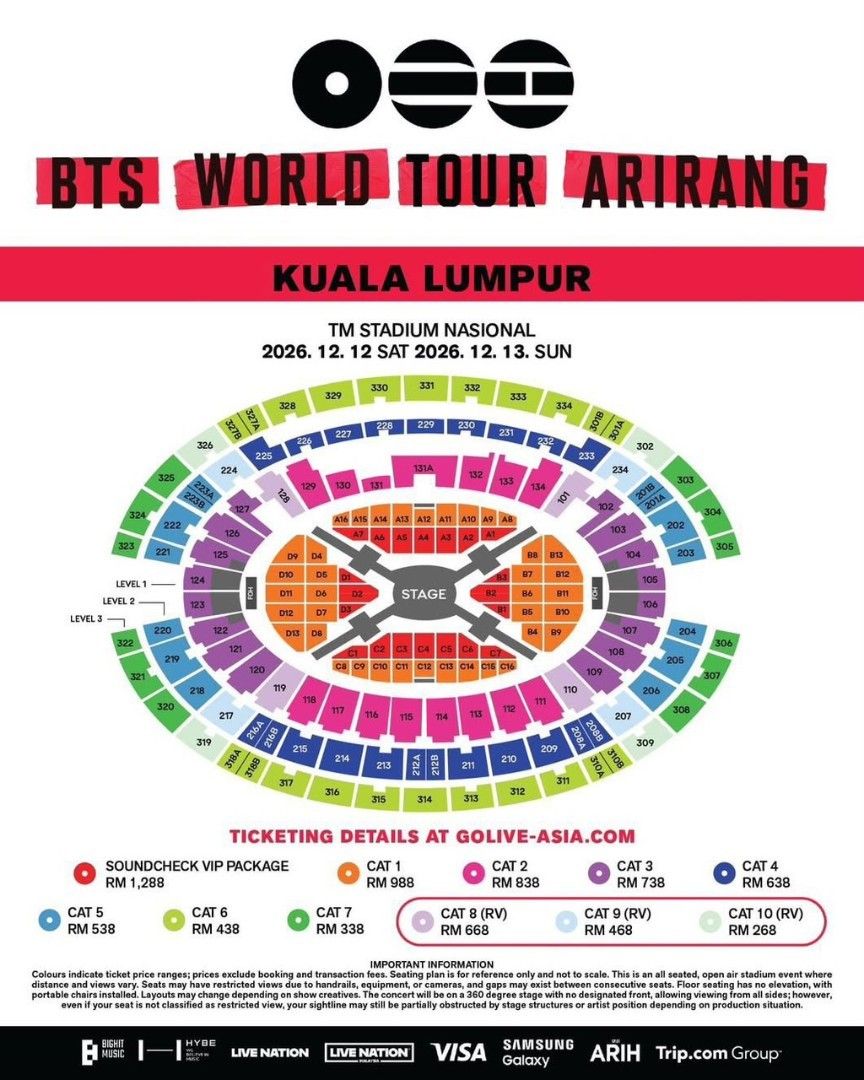 [VIP] BTS World Tour Arirang Kuala Lumpur 2026 Tickets, Tickets ...