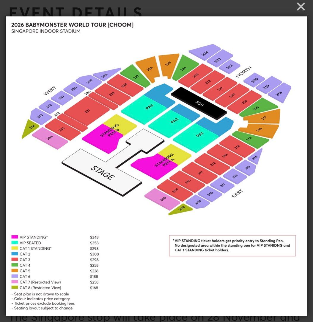 2026 BABYMONSTER WORLD TOUR [CHOOM] Cat 1 Standing Original Price ...