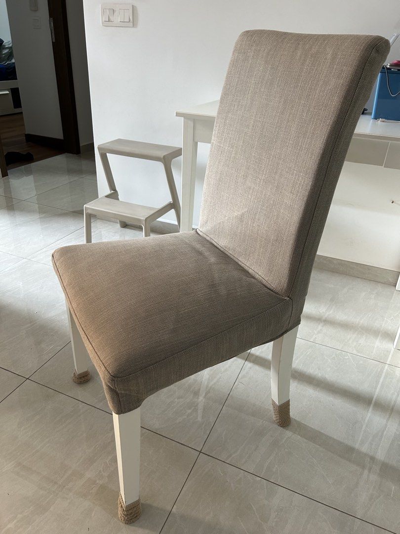 IKEA Dining Chair – Beige Fabric, White Legs, Furniture & Home Living ...