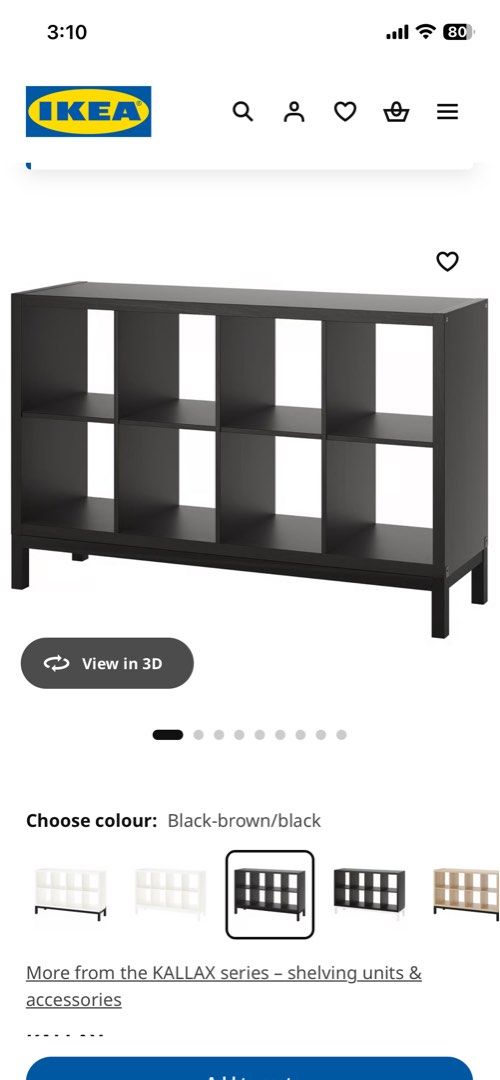 IKEA KALLAX 4x2 Shelving Unit Black-brown/black, Furniture & Home ...