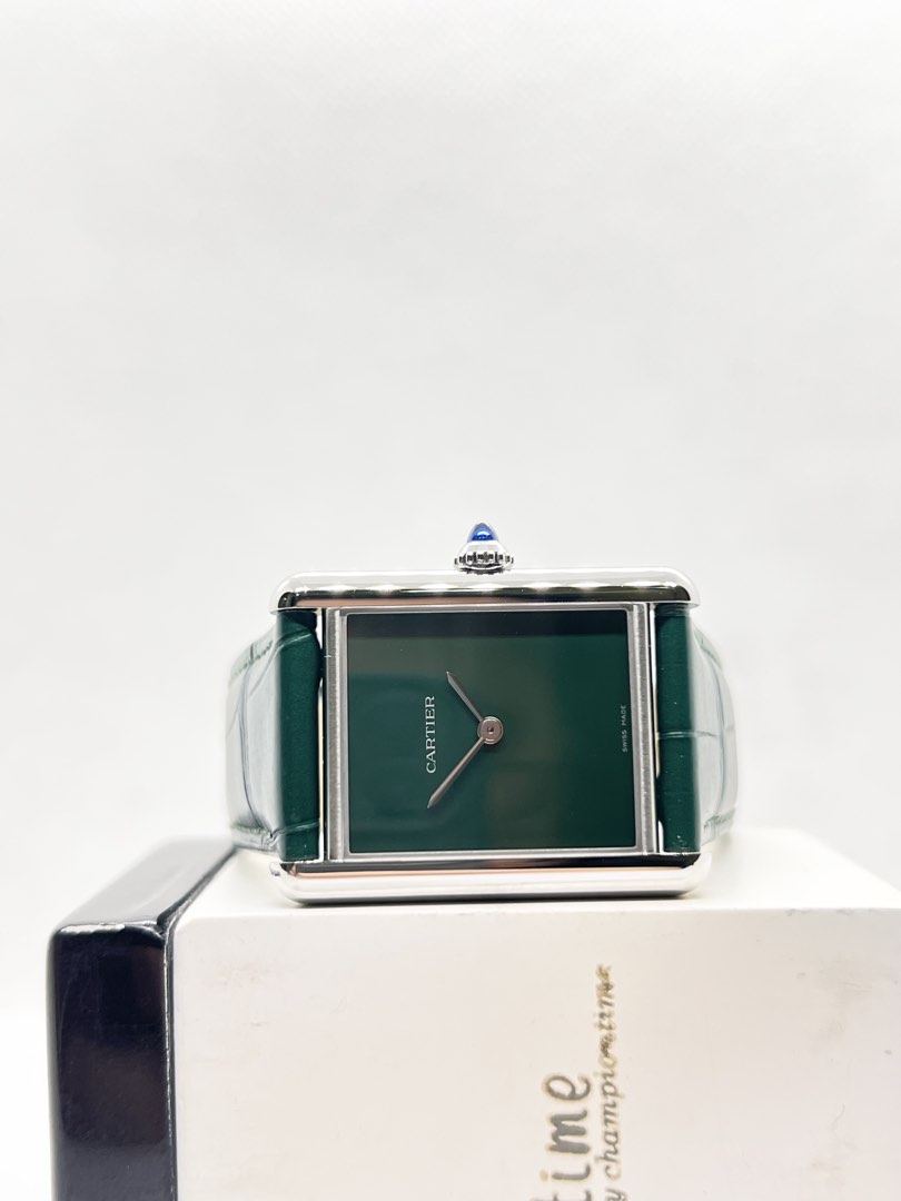 Brand New Cartier Tank Must Large WSTA0056 Green Dial Quartz Steel ...