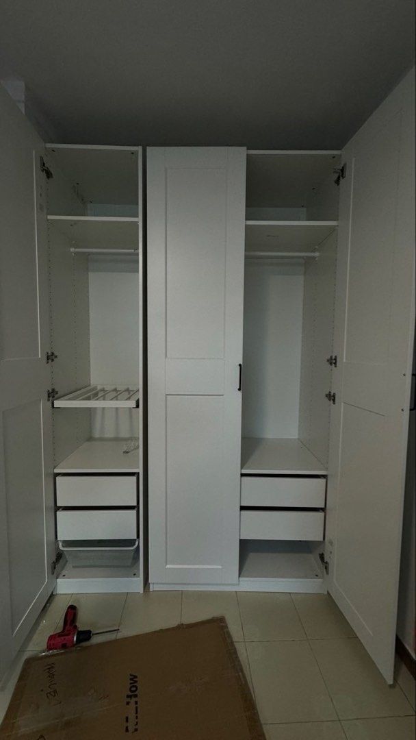 IKEA PAX Wardrobe 3-Door White, Furniture & Home Living, Furniture ...