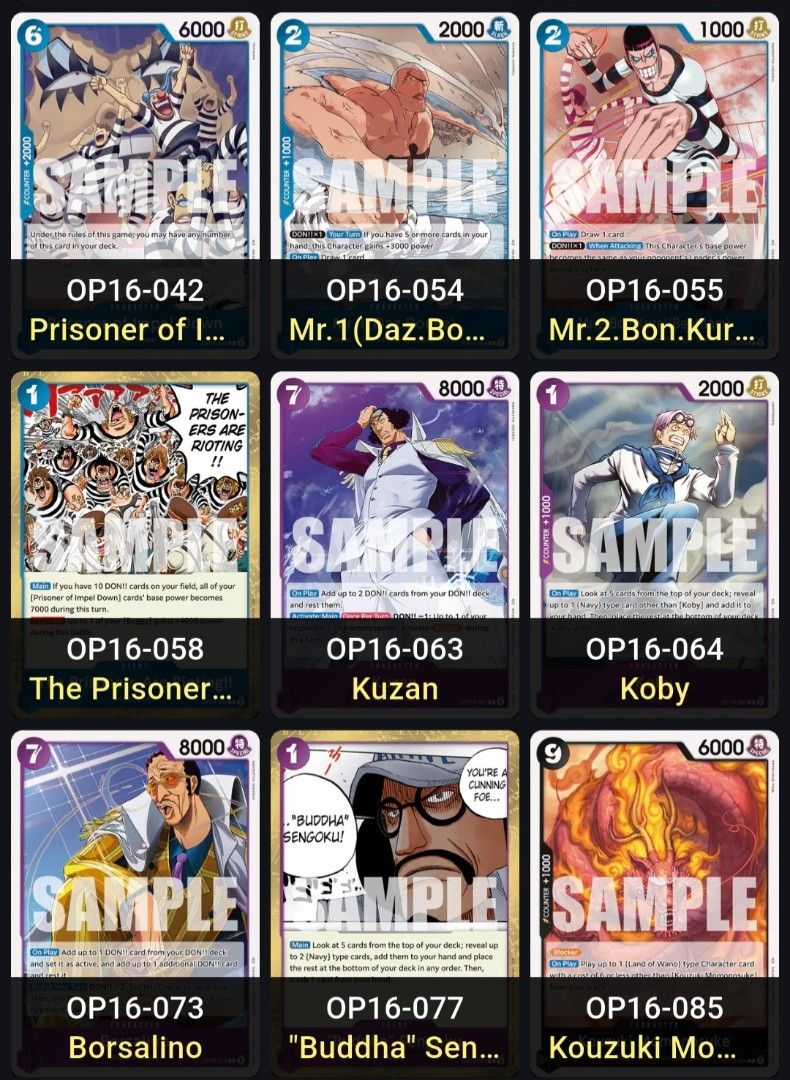 One Piece OPTCG - OP16 CURs (Jap), Toys & Collectibles, Trading Cards ...