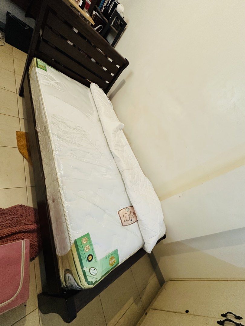 Salem Ditta Single Size Mattress and bed frame walnut solid wood ...