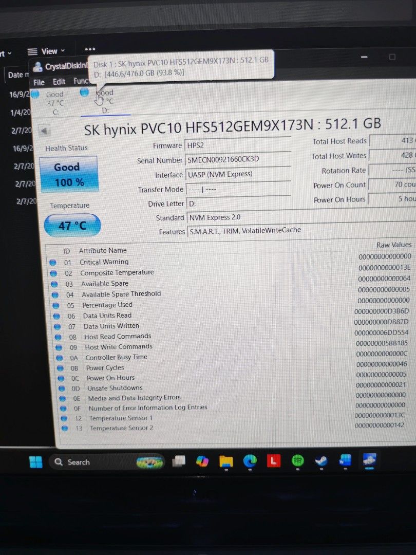 SK hynix PC10 NVMe SSD 512GB PCIe Gen4 x4, Computers & Tech, Parts ...