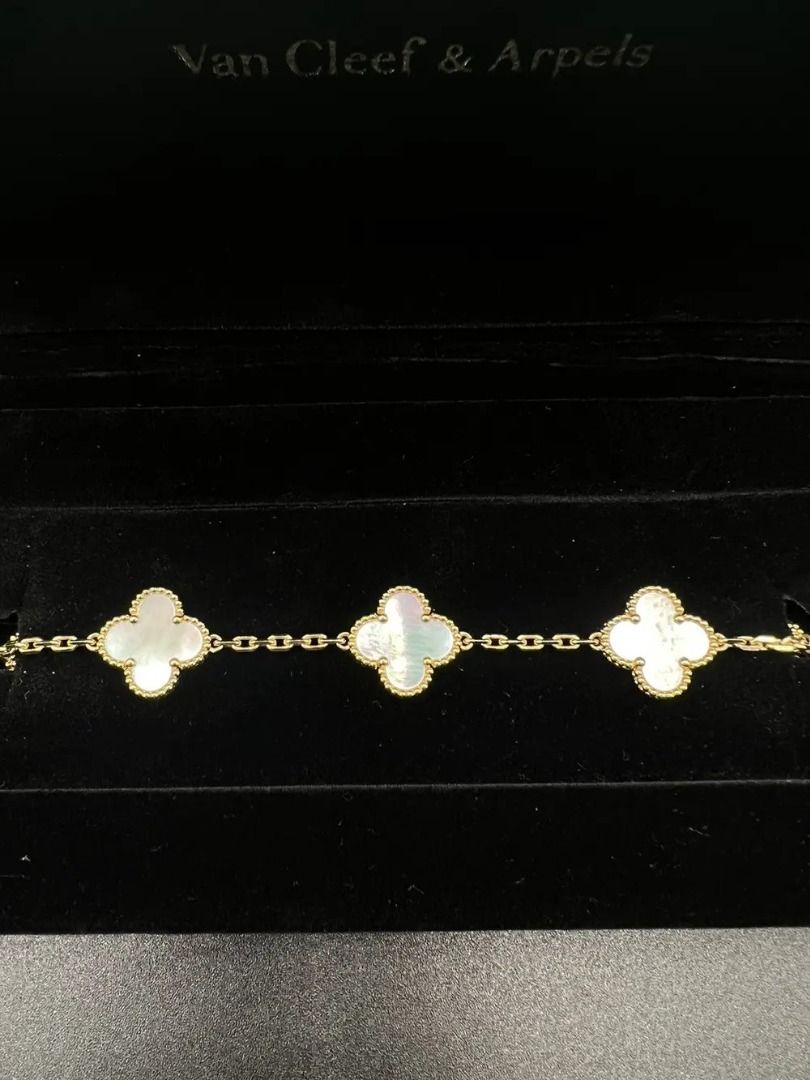 Authentic Van Cleef & Arpels Vintage Alhambra 5 Motif Bracelet 18K ...