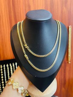 14K Vermeil Gold Japan Style Chain Set ( double lock), Women's Fashion ...