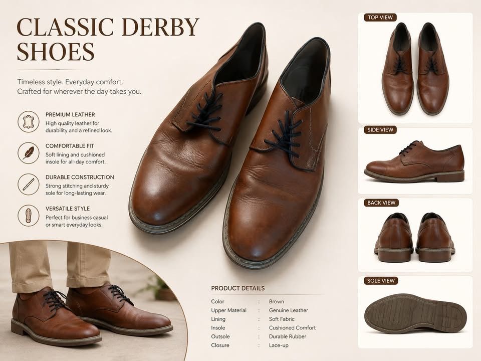 Classic Brown Leather Derby Shoes Rieker, Men's Fashion, Footwear ...