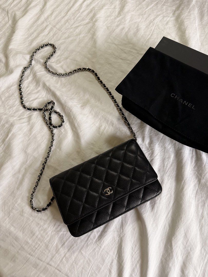 Chanel Black Caviar Wallet on Chain Silver Hardware, Luxury, Bags ...