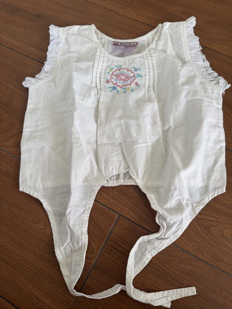 White with Floral Embroidery and Lace Trim, Babies & Kids, Babies ...