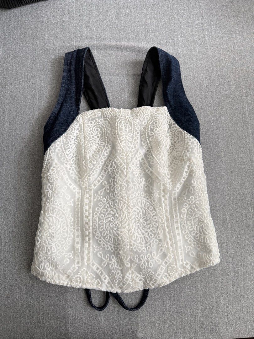 Nin&Yang White Lace Corset Top, Women's Fashion, Tops, Sleeveless on ...