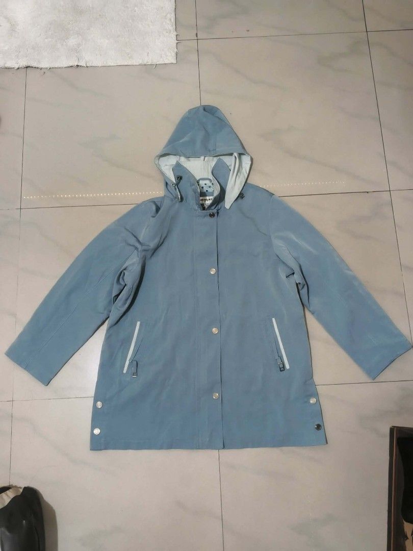 Easy Spirit Blue Hooded Windbreaker Jacket XL, Women's Fashion, Coats ...