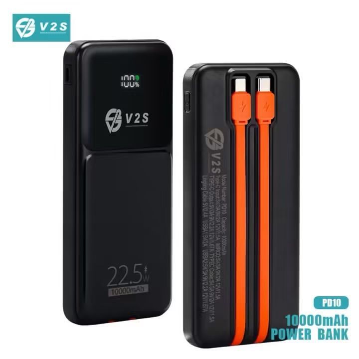 🌟 Original V2S（PD10）Powerbank 10000Mah，22.5 W Built-in Type C and ...